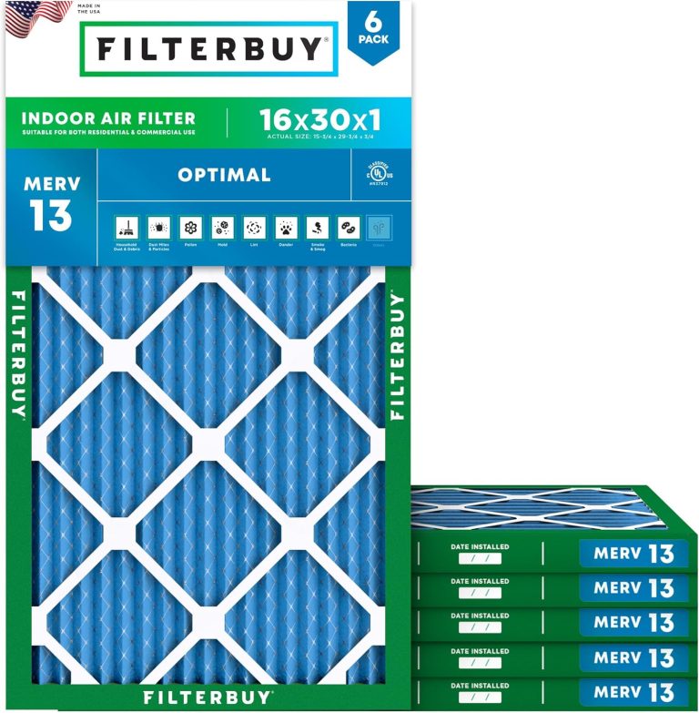 Filterbuy 16x30x1 Air Filter MERV 13 Optimal Defense (6-Pack), Pleated ...